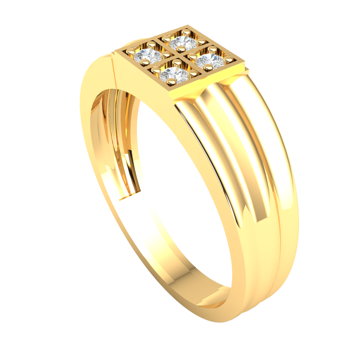 0.15 ct Round Natural Diamond Engagement Ring Mens Square 18k Gold FG ...